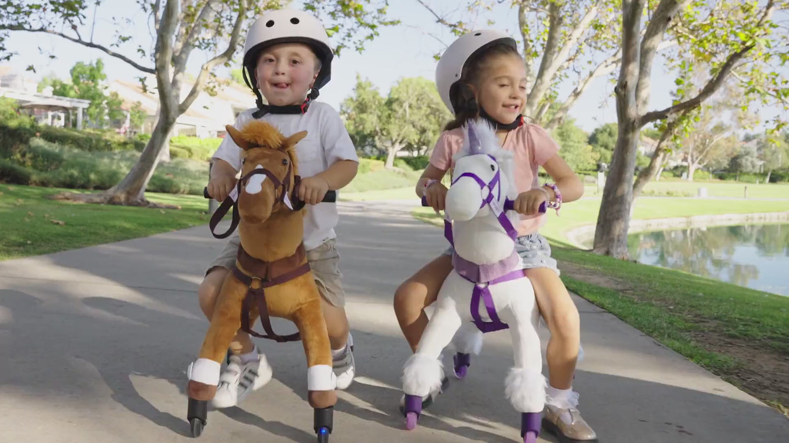 Push Pony™ Soft, Plush Ride-On for Toddlers - Lights, Sounds & Handle